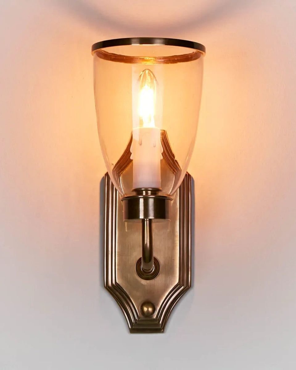 Classic Brass Wall Light with Glass Shade – Lighting Collective