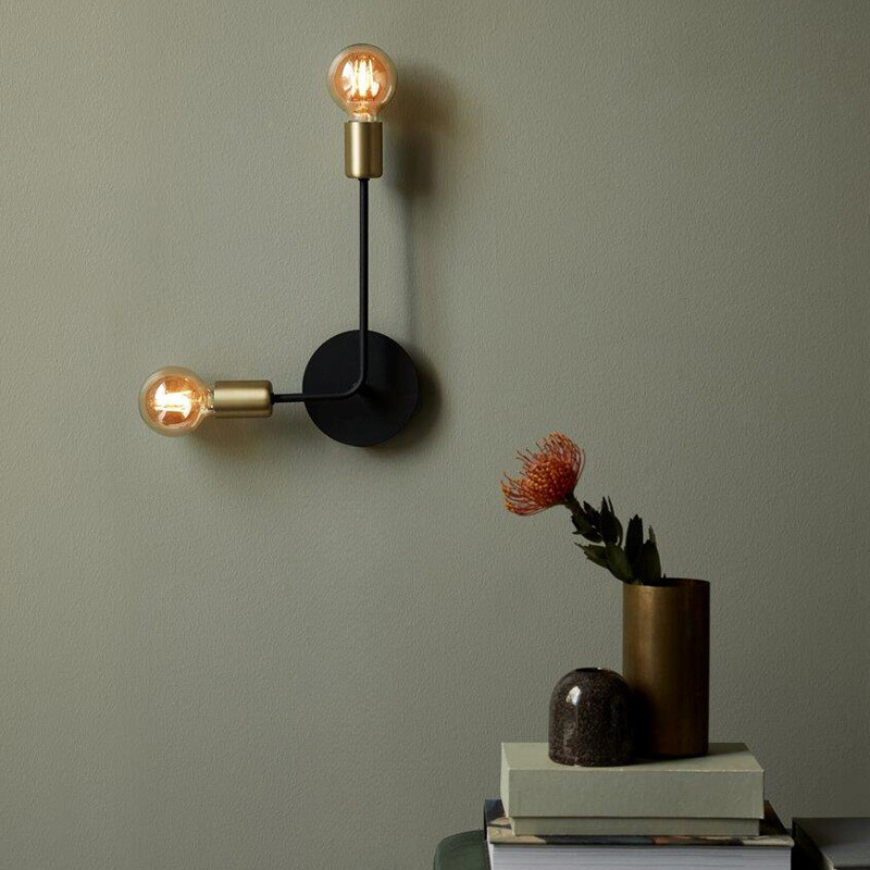 Dual Arm Brass & Black Wall Light – Lighting Collective