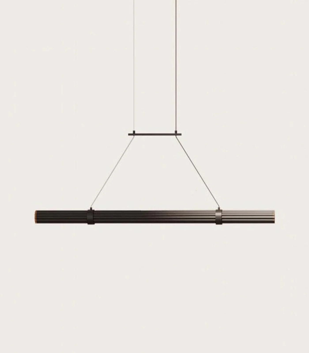 Aluminium and Walnut Wood Cylindrical Linear Pendant – Lighting Collective